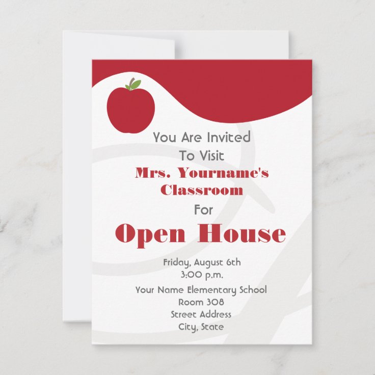 Classroom / School Open House- Red Apple Invitation | Zazzle