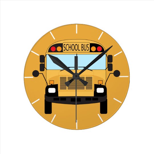 Classroom Teacher and School Bus Driver Round Clock | Zazzle