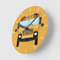Classroom Teacher and School Bus Driver Round Clock | Zazzle