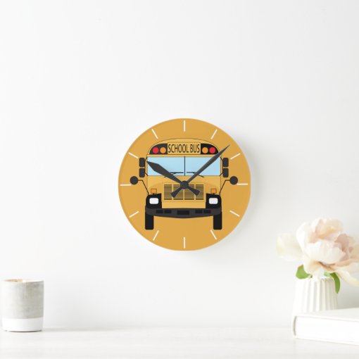 Classroom Teacher and School Bus Driver Round Clock | Zazzle