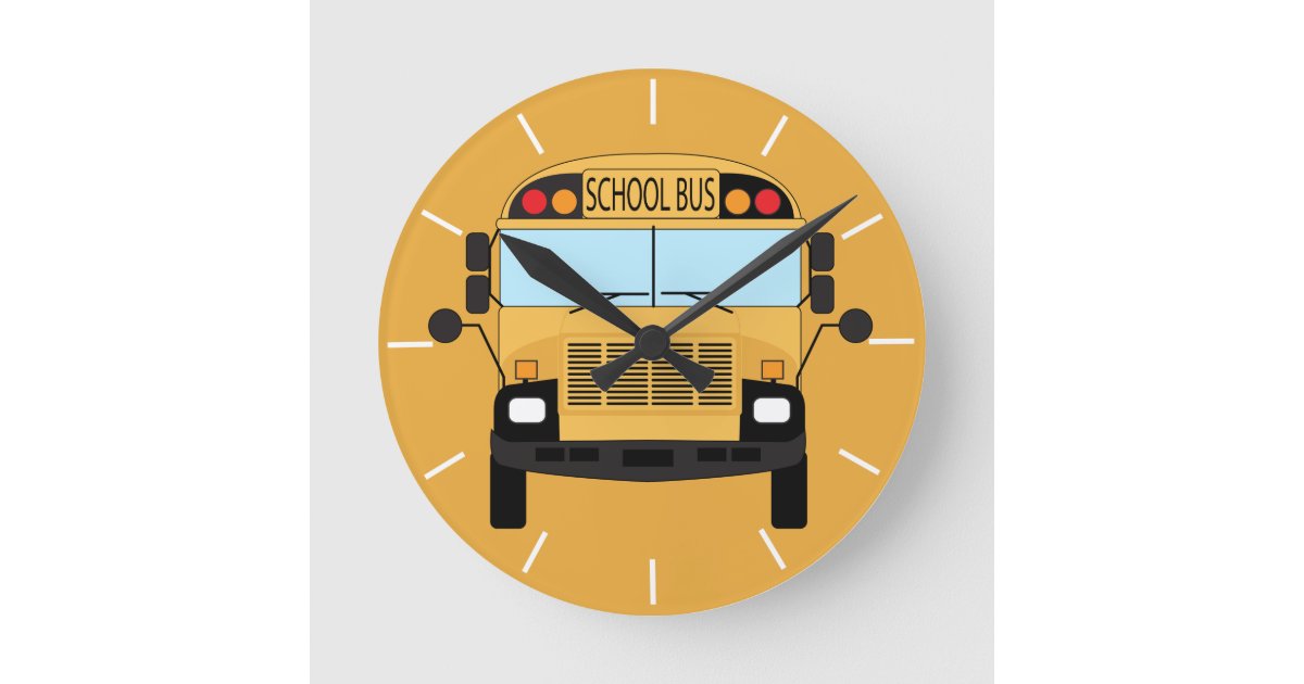 Classroom Teacher and School Bus Driver Round Clock | Zazzle