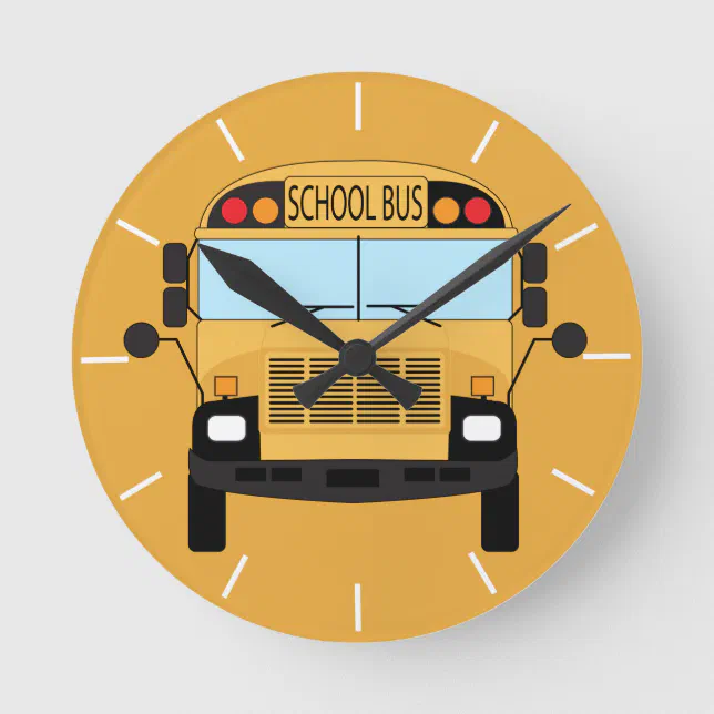 Classroom Teacher and School Bus Driver Round Clock | Zazzle