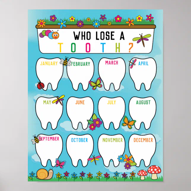Classroom Tooth Tally Chart in Our Garden Theme | Zazzle