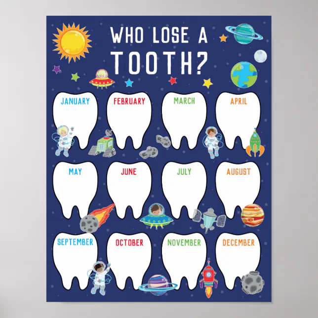 Classroom Tooth Tally Chart in Outer Space Theme | Zazzle