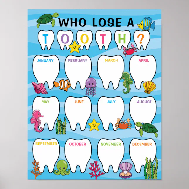 Classroom Tooth Tally Chart in Under The Sea Theme | Zazzle