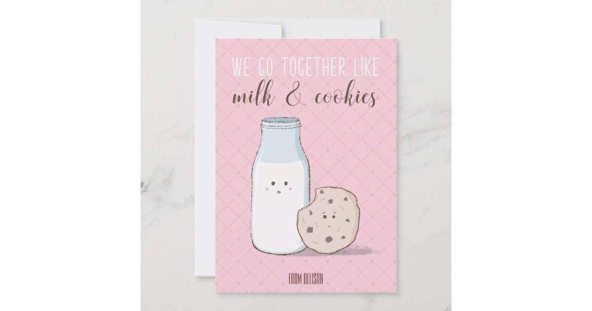 Classroom Valentine Milk and Cookies Card | Zazzle