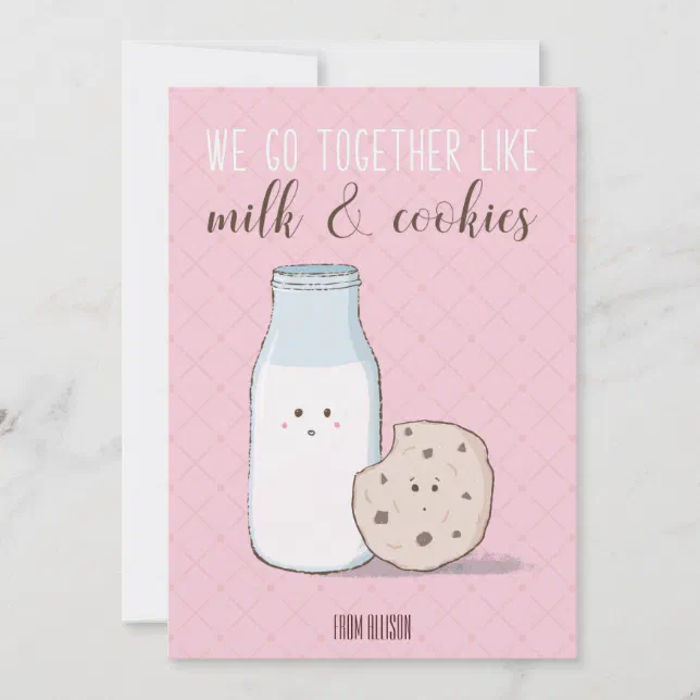 Classroom Valentine Milk and Cookies Card | Zazzle
