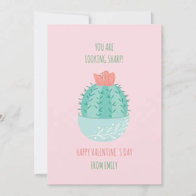 Classroom Valentine Succulent Cactus Card | Zazzle