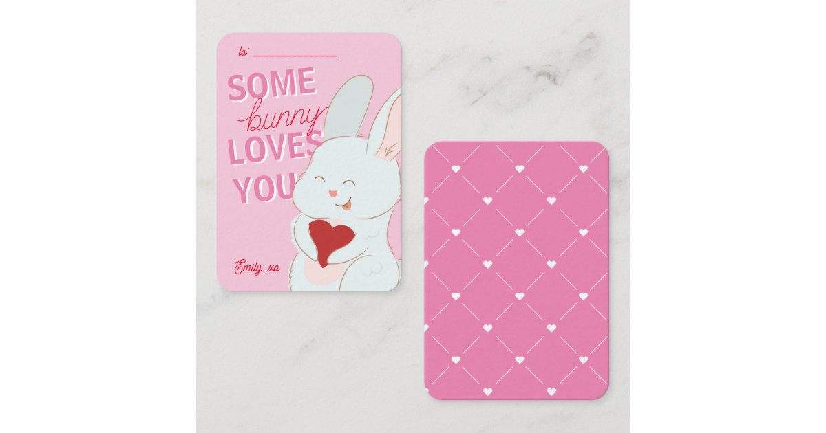 Classroom Valentine's Day Bunny Loves You Card | Zazzle
