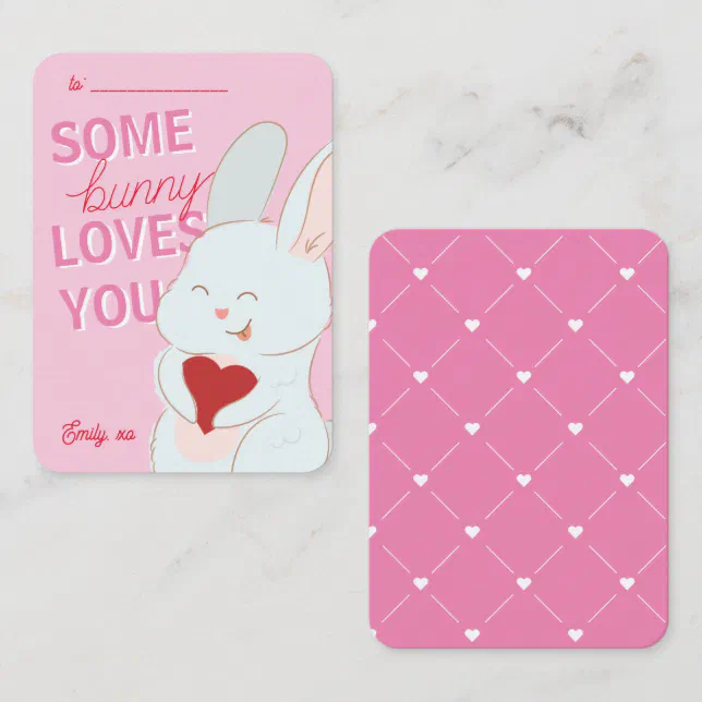 Classroom Valentine's Day Bunny Loves You Card | Zazzle