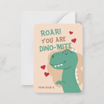 Classroom Valentine's Day Dinosaur Dino Card | Zazzle