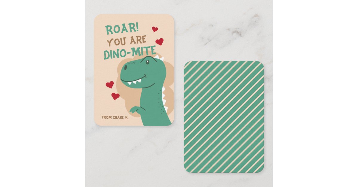 Classroom Valentine's Day Dinosaur Dino Card | Zazzle