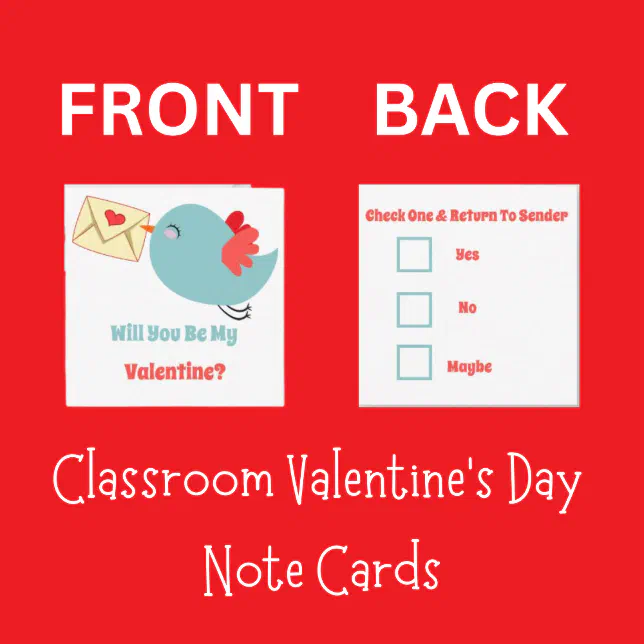 Classroom Valentine's Day Little Birdie Love Note Card | Zazzle