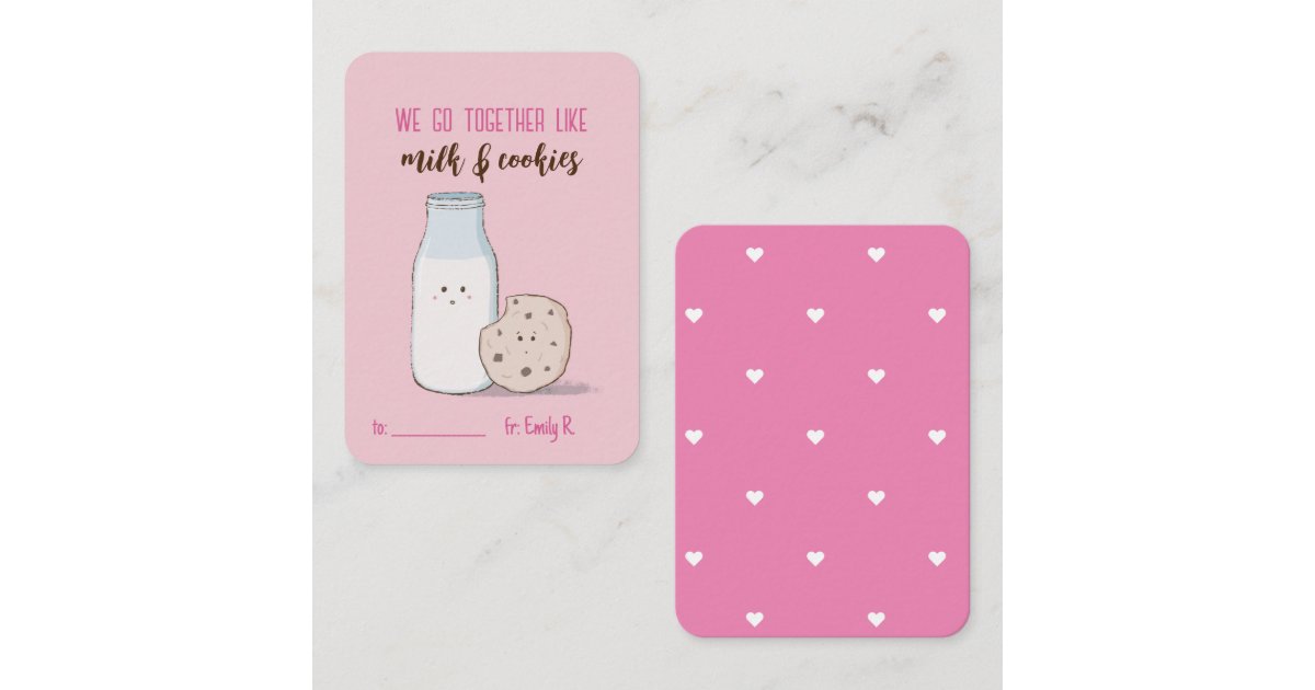 Classroom Valentines Milk and Cookies Note Card | Zazzle