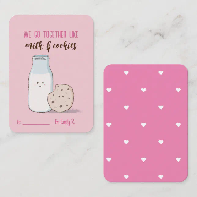 Classroom Valentines Milk and Cookies Note Card | Zazzle