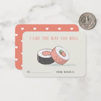 Classroom Valentines Sushi Rolls Note Card | Zazzle