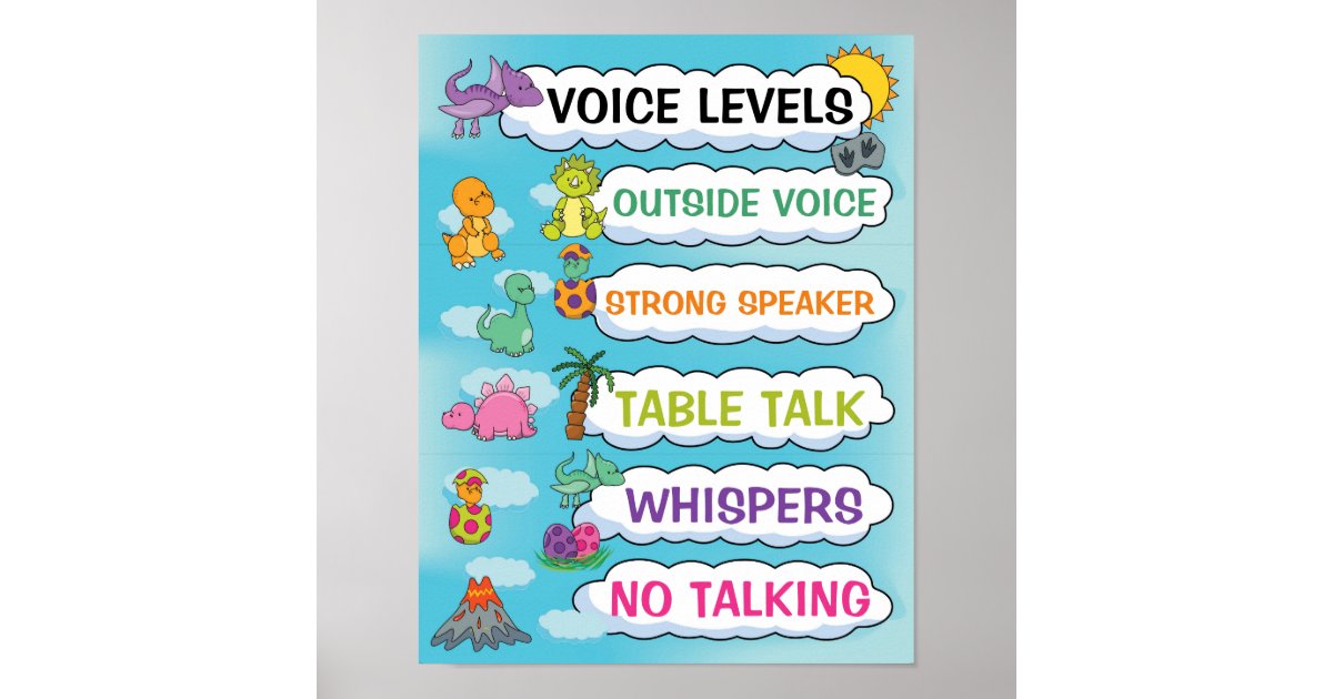 Classroom Voice Level Chart in Dinosaurs Theme | Zazzle