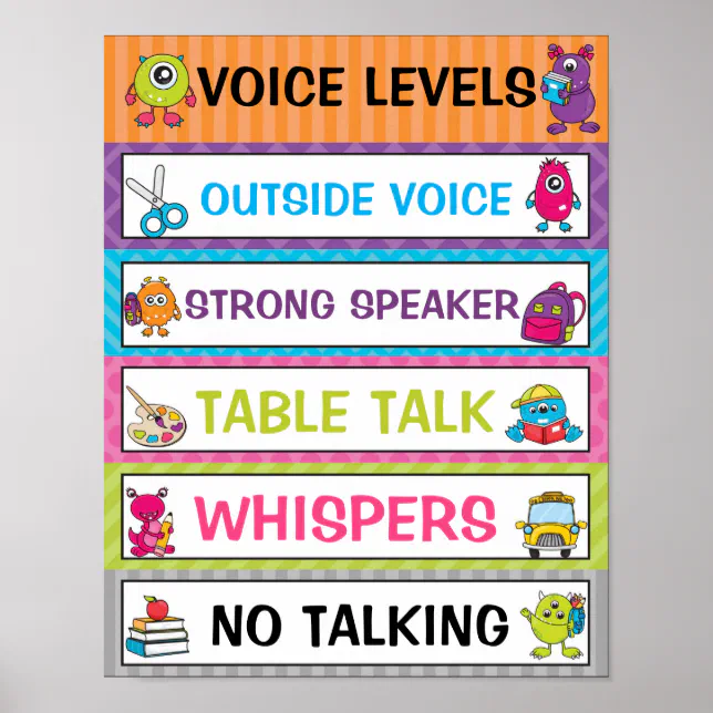 Classroom Voice Level Chart in Monsters Theme | Zazzle