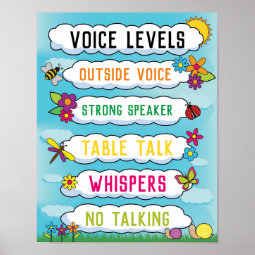 Classroom Voice Level Chart in Our Garden Theme | Zazzle