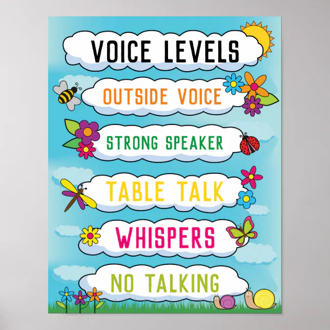 Classroom Voice Level Chart in Our Garden Theme | Zazzle