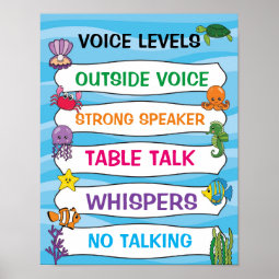Classroom Voice Level Chart in Under The Sea Theme | Zazzle