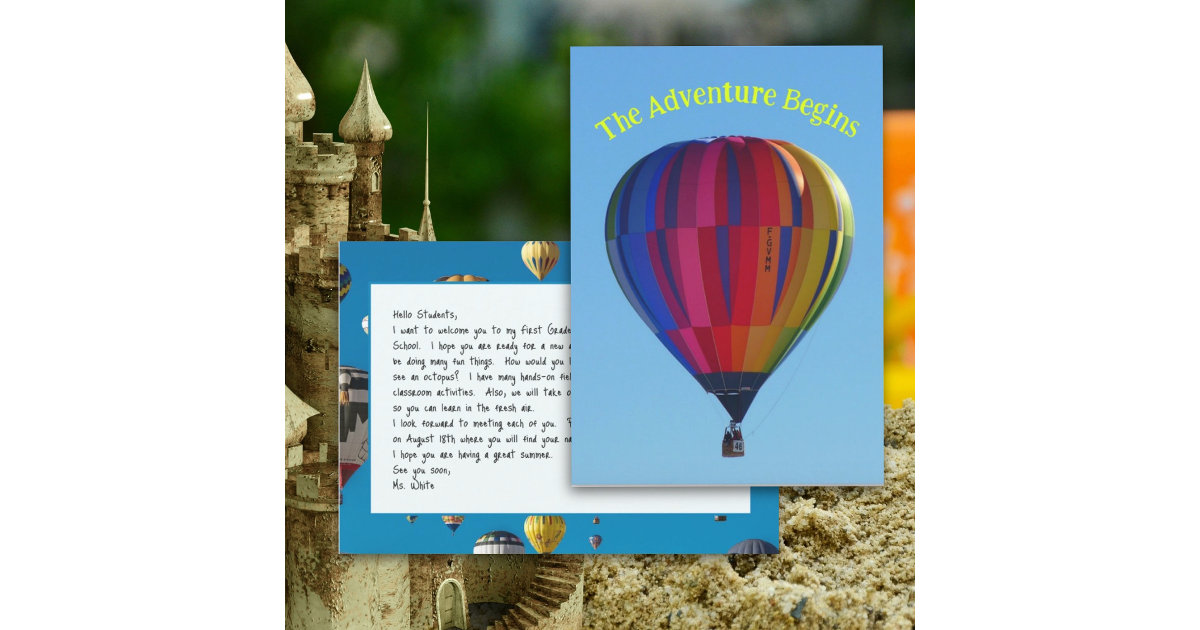 Classroom Welcome Message Hot Air Balloons Card | Zazzle