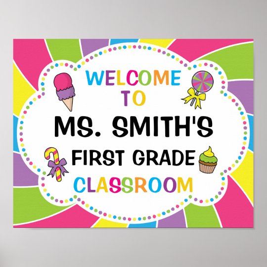 Classroom Welcome Sign in Candy Theme | Zazzle.com