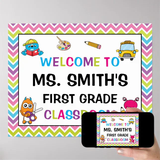 Classroom Welcome Sign in Monsters Theme | Zazzle