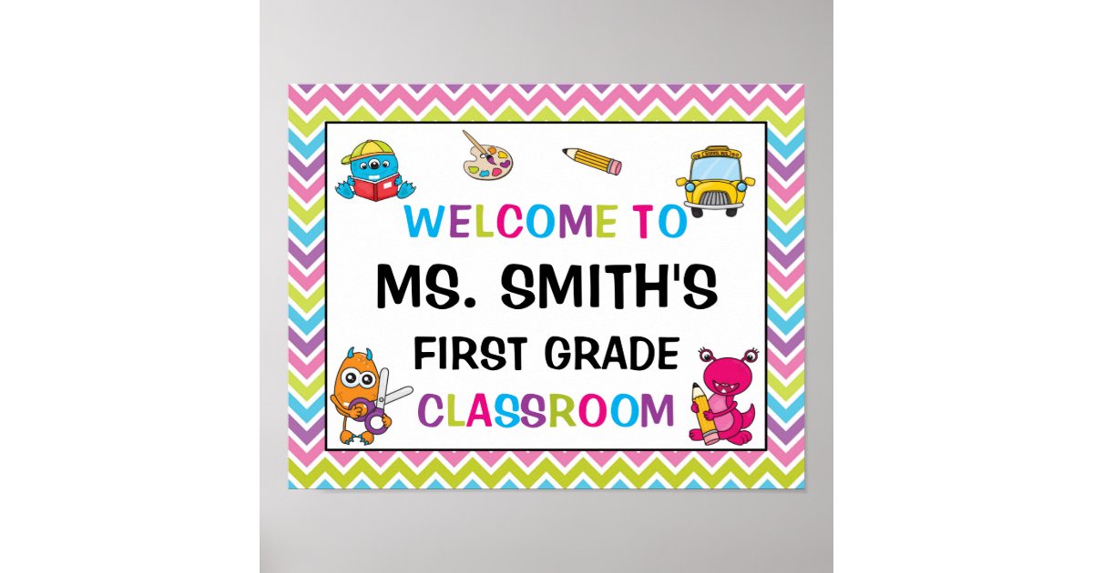 Classroom Welcome Sign in Monsters Theme | Zazzle
