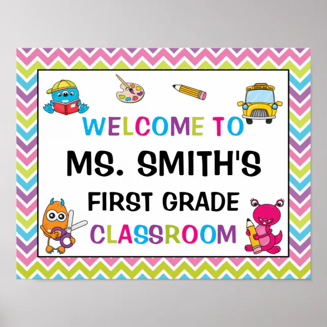 Classroom Welcome Sign in Monsters Theme | Zazzle