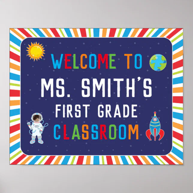 Classroom Welcome Sign in Outer Space Theme | Zazzle