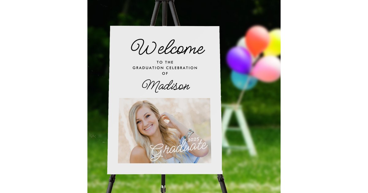 Classy 2025 Photo Graduation Welcome Foam Board | Zazzle