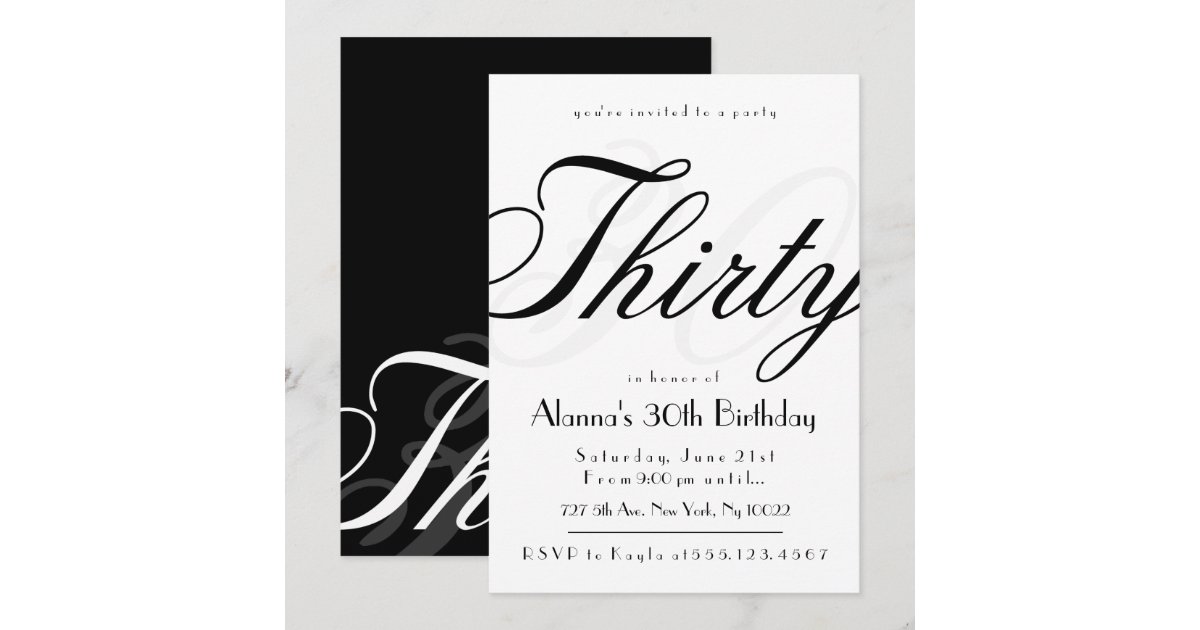 Classy 30th Birthday Invitations | Zazzle