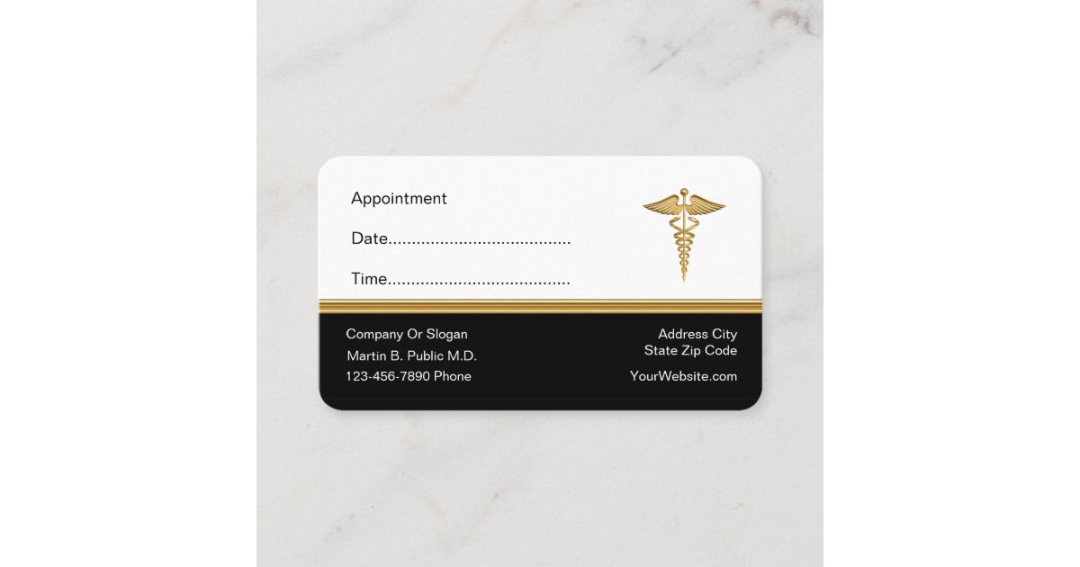 Classy Appointment Reminder Doctor Business Cards | Zazzle