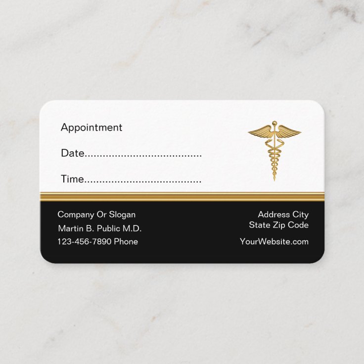Classy Appointment Reminder Doctor Business Cards | Zazzle