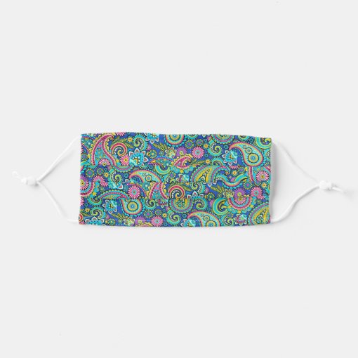 Classy Aqua Green Turquoise Blue Pink Paisley Art Adult Cloth Face Mask ...