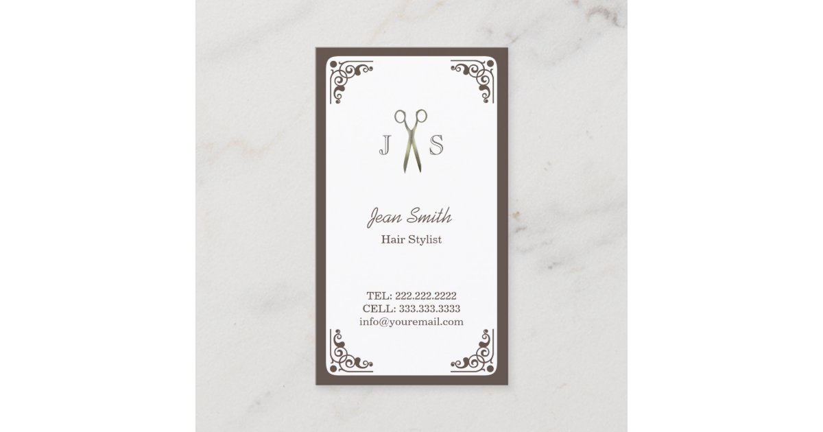 Classy Art Deco Border Hair Stylist Business Card | Zazzle