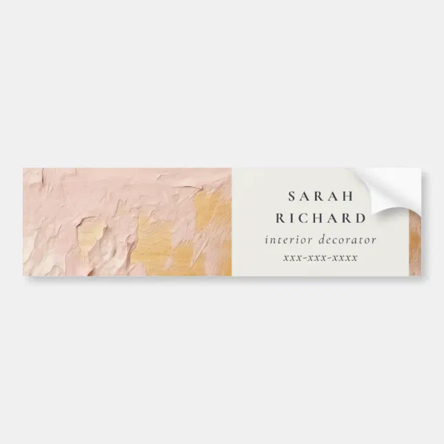 Classy Artistic Bush Pink Gold Oil Paint Business Bumper Sticker | Zazzle