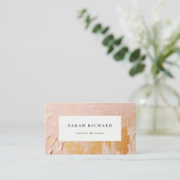 Classy Artistic Bush Pink Gold Oil Paint Texture Business Card | Zazzle