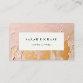 Classy Artistic Bush Pink Gold Oil Paint Texture Business Card | Zazzle