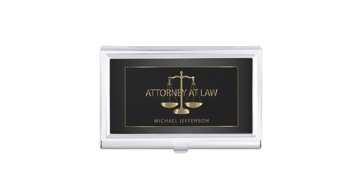 Classy Attorney at Law - Black and Gold Business Card Case | Zazzle