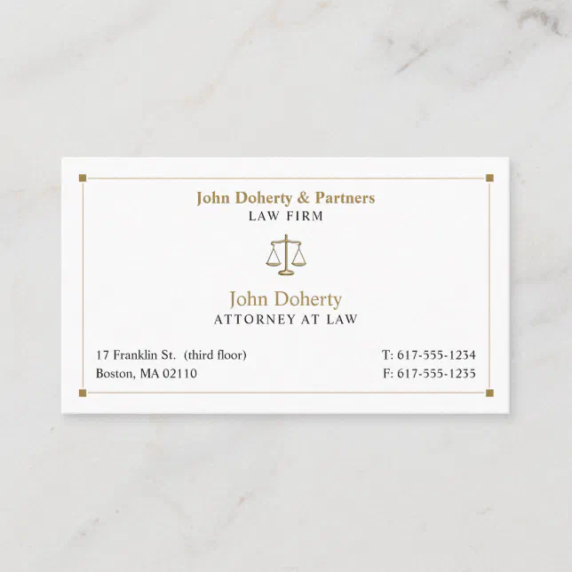 Classy Attorney at Law | Lawyer Gold Black Business Card | Zazzle