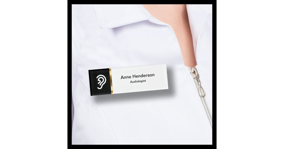 Classy Audiologist Hearing Center Badges | Zazzle