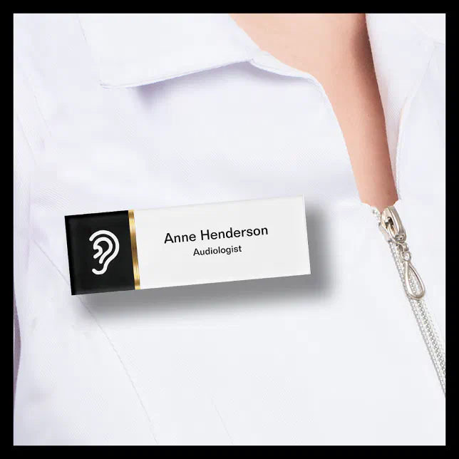 Classy Audiologist Hearing Center Badges | Zazzle