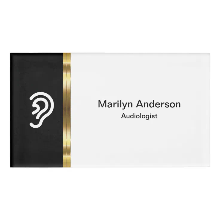 Classy Audiologist Hearing Center Name Badges | Zazzle