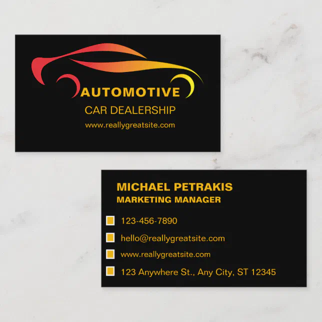 Classy Auto Sales Car Dealer Dealership Business Card | Zazzle