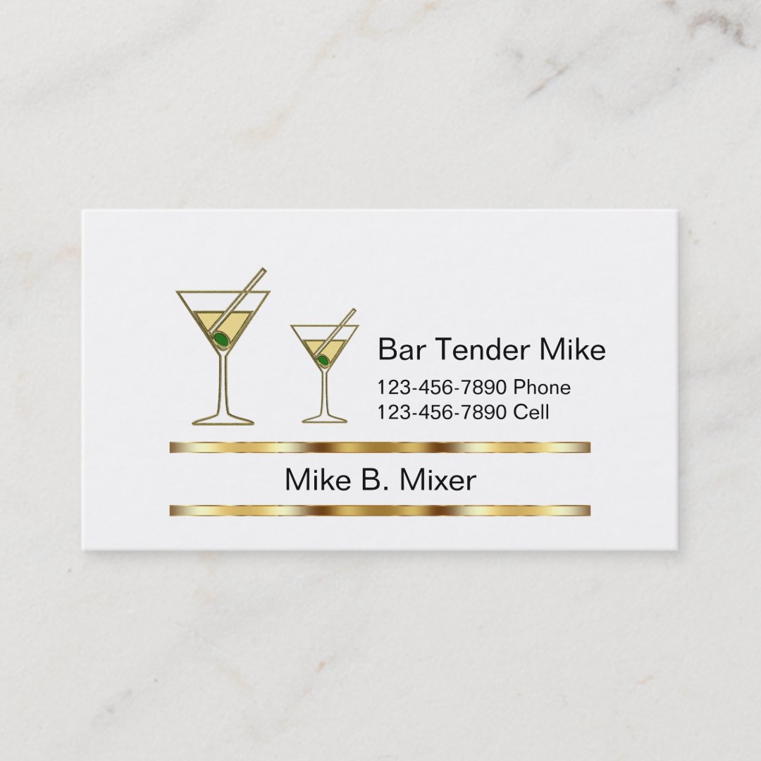 Classy Bartender Business Cards | Zazzle