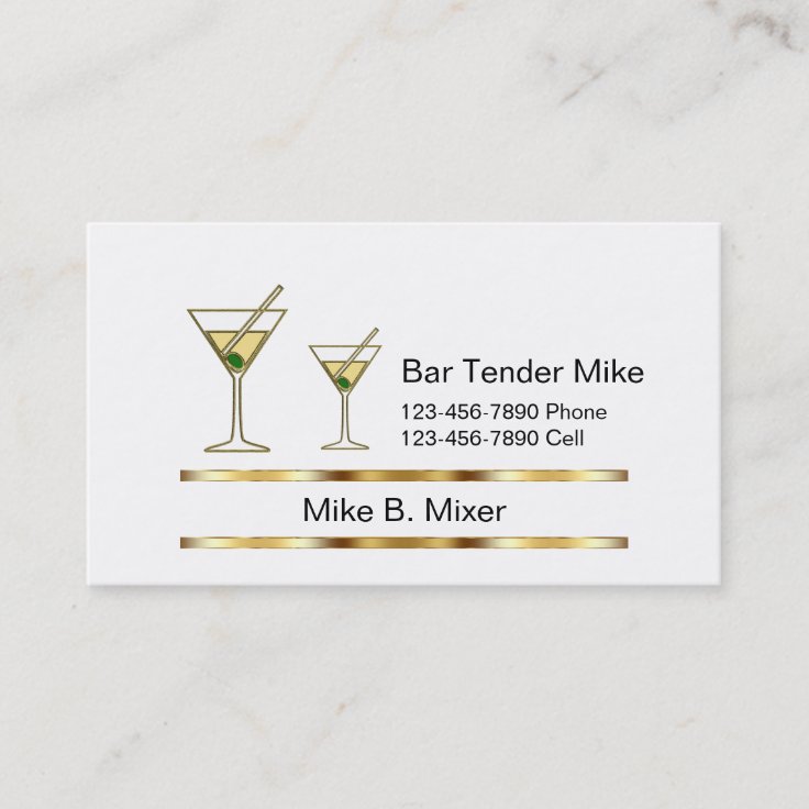 Classy Bartender Business Cards | Zazzle