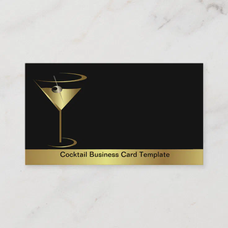 Classy Bartender Gold Martini Cocktail Business Card | Zazzle