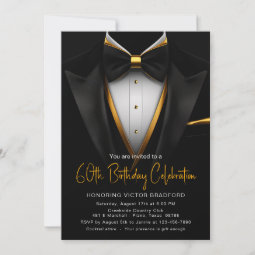 Classy Black and Gold Tuxedo Event Invitation | Zazzle